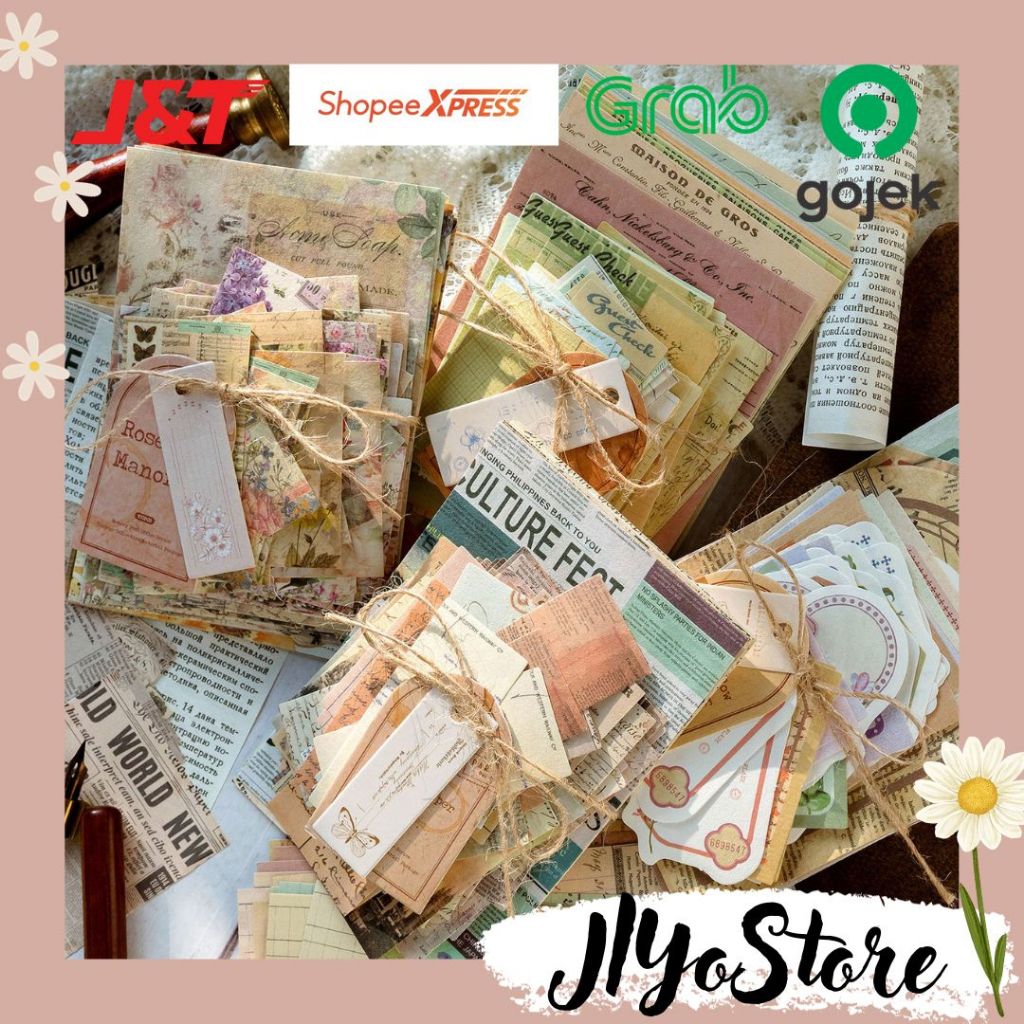 Jual 100lembar Kertas Deco Paper Craft Retro Vintage Bujo Journaling ...