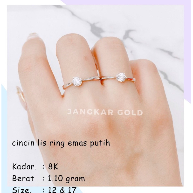 Jual CINCIN LIS RING EMAS PUTIH 8K 1.100GR | Shopee Indonesia