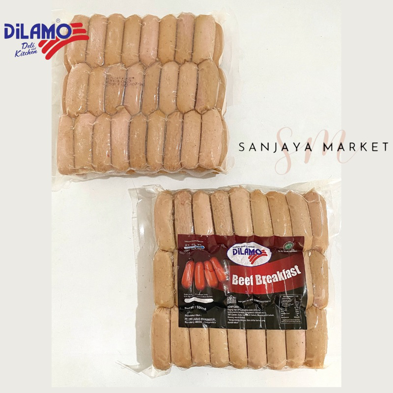 Jual DILAMO BEEF BREAKFAST SOSIS DAGING SAPI 500GR DAN 1KG | Shopee ...