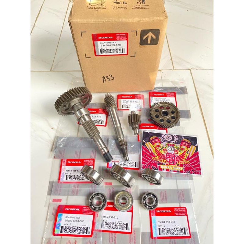 Jual GIGI RASIO SET 4PCS+BEARING RASIO KOMPLIT HONDA VARIO 150 OLD ...