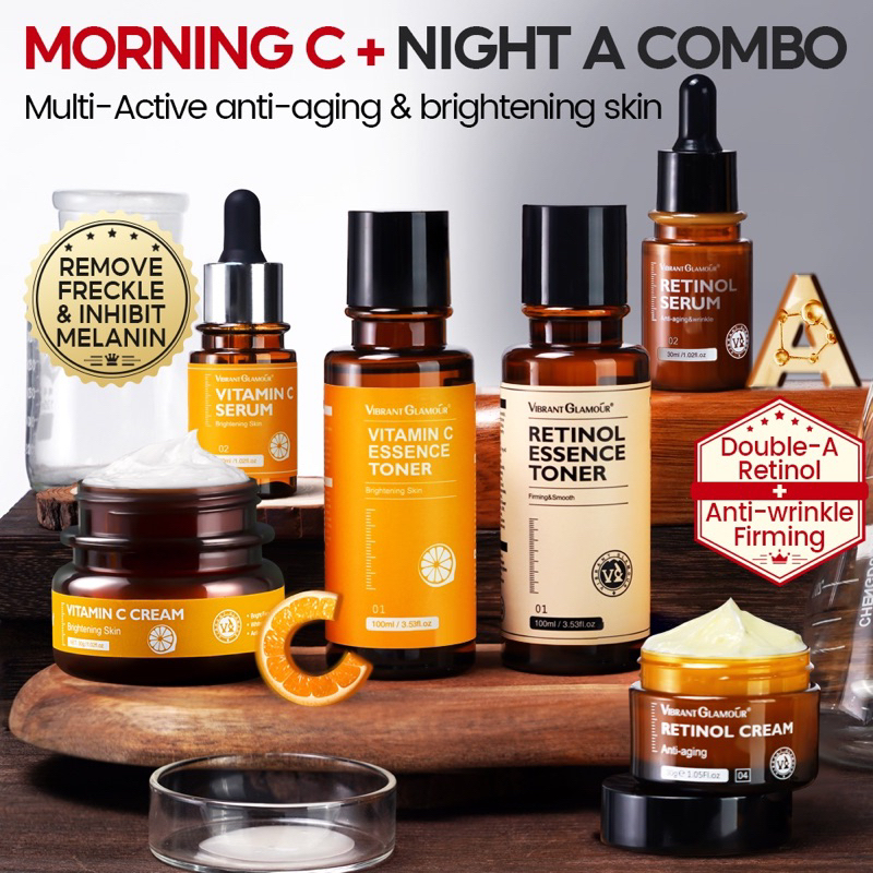 Jual PAKET MALAM&PAGI Vibrant Glamour Retinol set + Vitamin C set (6 ...