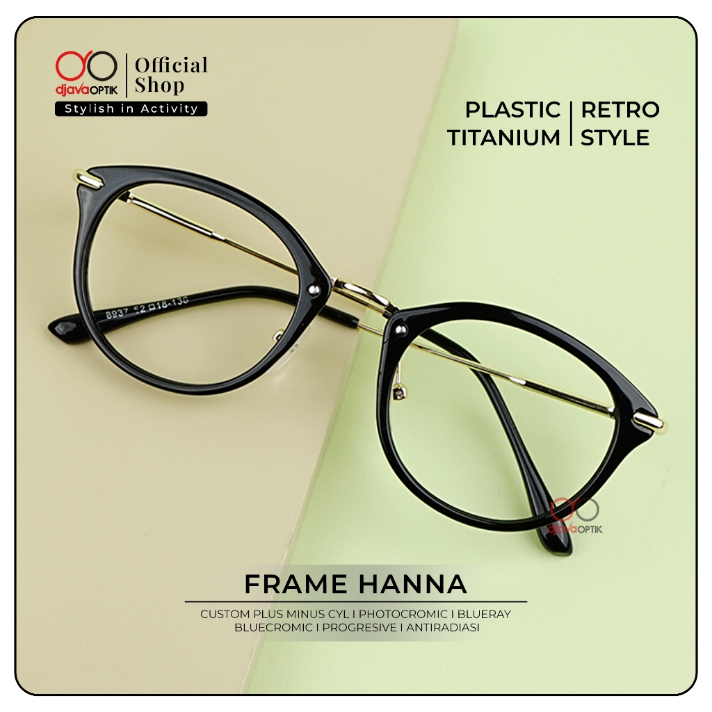 Jual DJAVA OPTIK - Frame Hanna - Kacamata Photocromic Titanium Model Vintage | Shopee Indonesia