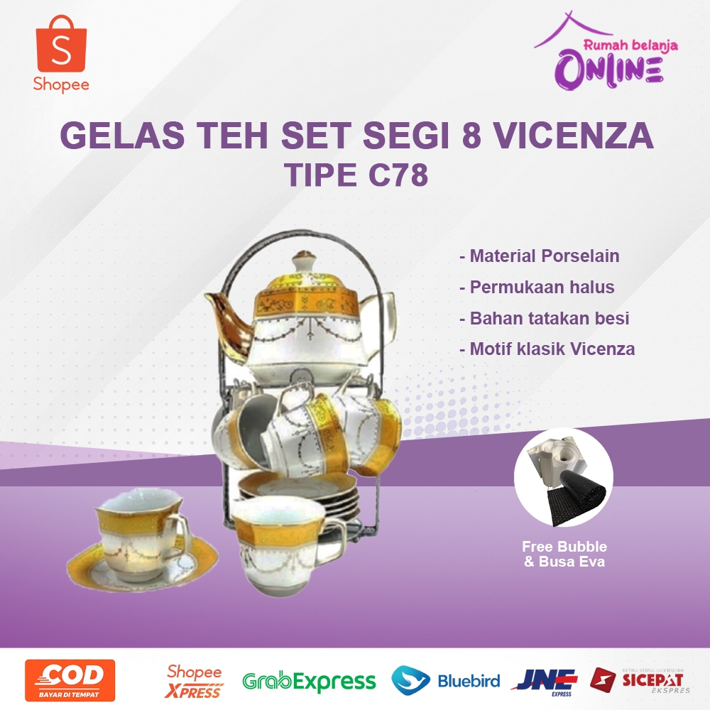 Jual GELAS TEA SET SEGI 8 VICENZA C78 GELAS SET VICENZA | Shopee Indonesia