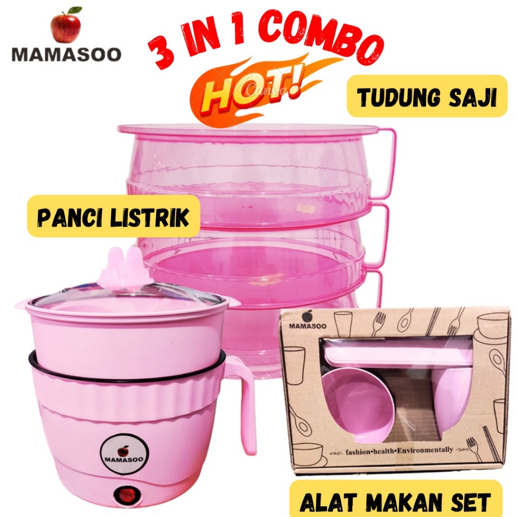 Jual MAMASOO Paket Combo 3 in 1 Panci Listrik 1,8 Liter + Tudung Saji 3 ...