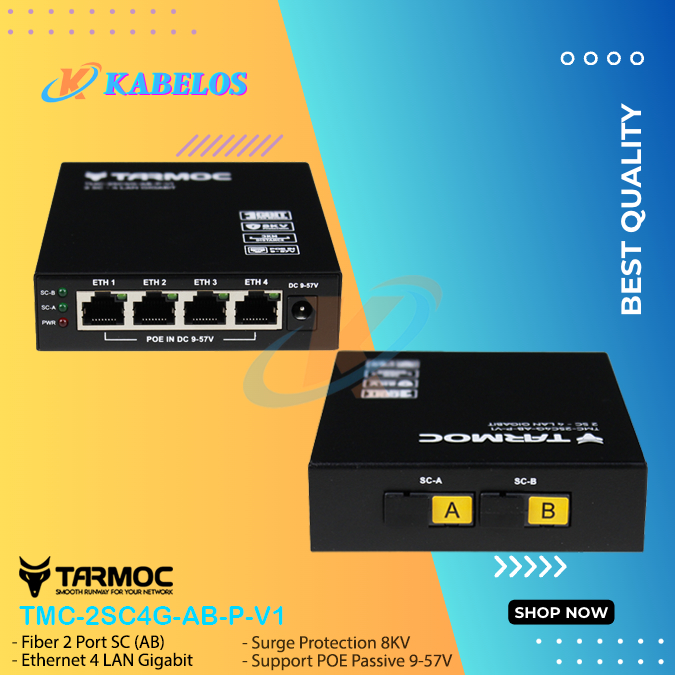 Jual Tarmoc TMC-2SC4G-AB-P-V1 | Media Converter Switch 2SC 4LAN / 2 SC 4 LAN Gigabit POE IN 9-57 ...