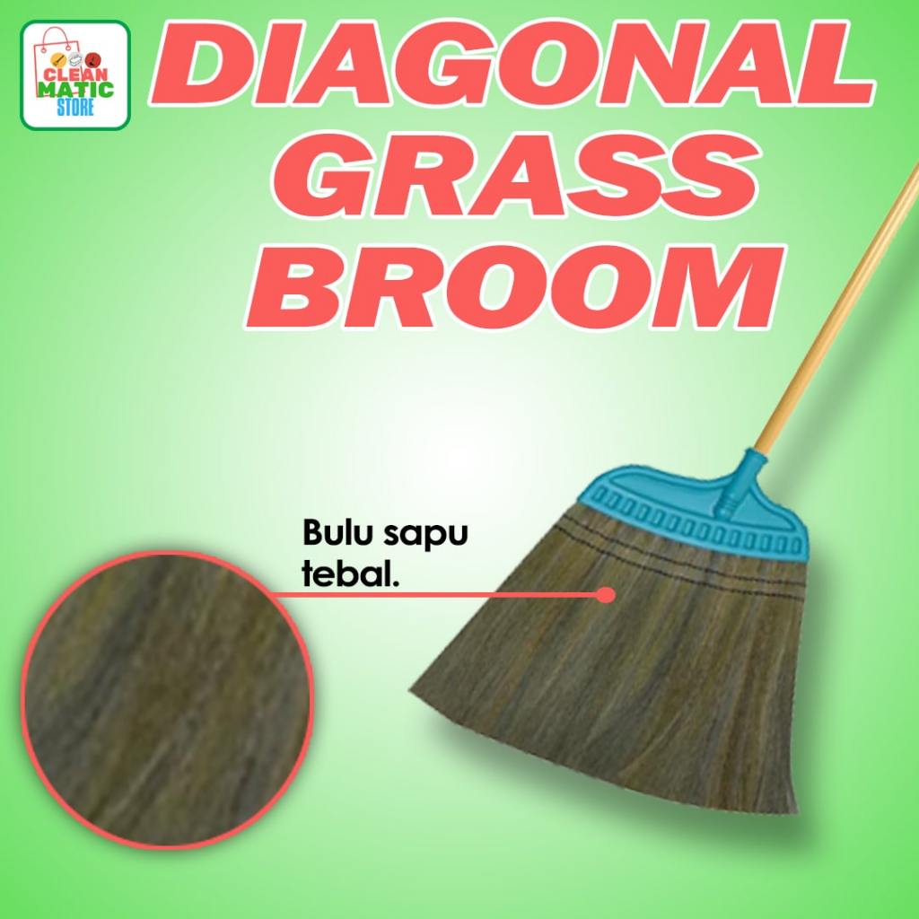 Jual Clean Matic Diagonal Grass Broom Sapu Rumput Lantai Tebal | Shopee ...