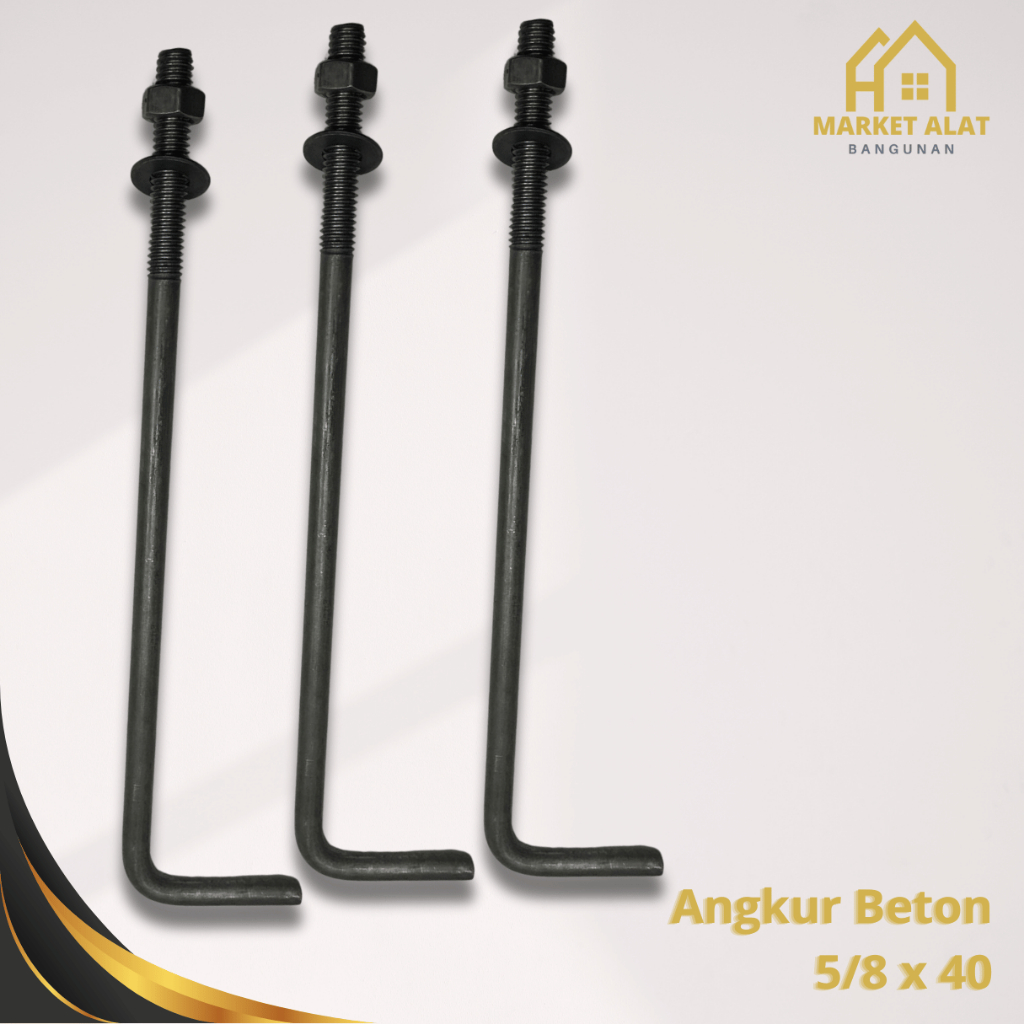Jual Baut Angkur Beton L Hitam 5/8" x 40 cm (16 mm x 40 cm) + Mur ...