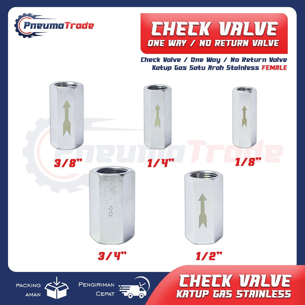 Jual Check valve / one way valve / no return valve 1/4" 1/2'' 1/8'' 3/8 ...