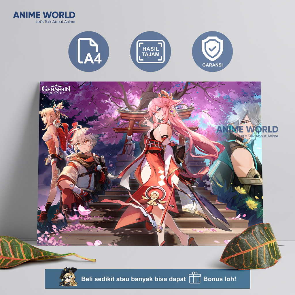 Jual Poster Genshin Impact Yae Miko Kaedehara Kazuha Terbaru Full Color ...
