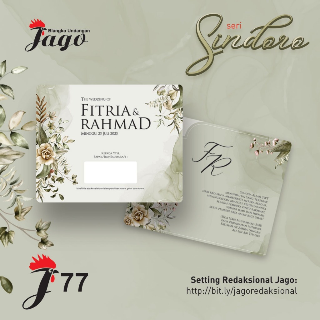 Jual Jago 77 Cetak Kertas Undangan Pernikahan atau Undangan Nikah Siap ...