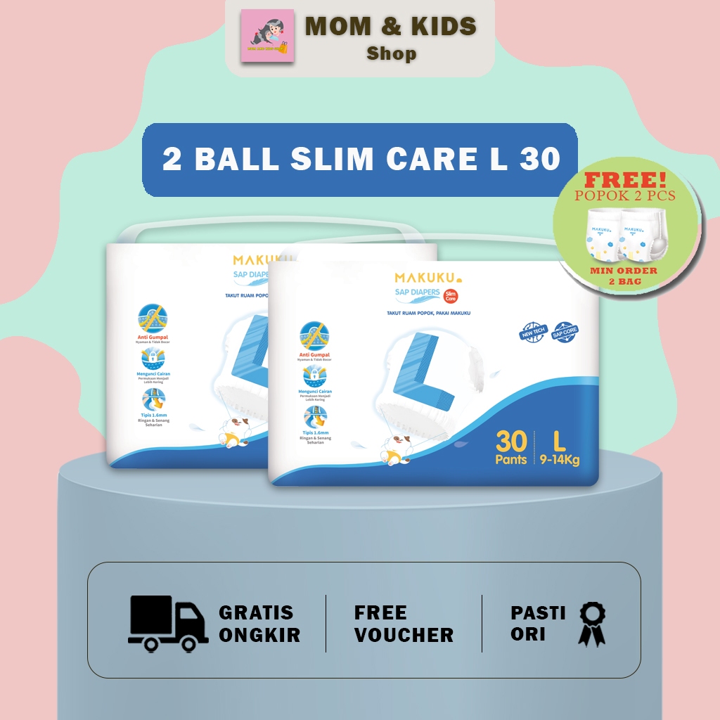 Jual PAKET 2 BALL! MAKUKU SAP DIAPERS SLIM CARE PANTS L 30/ Popok Celana Sekali Pakai | Shopee ...