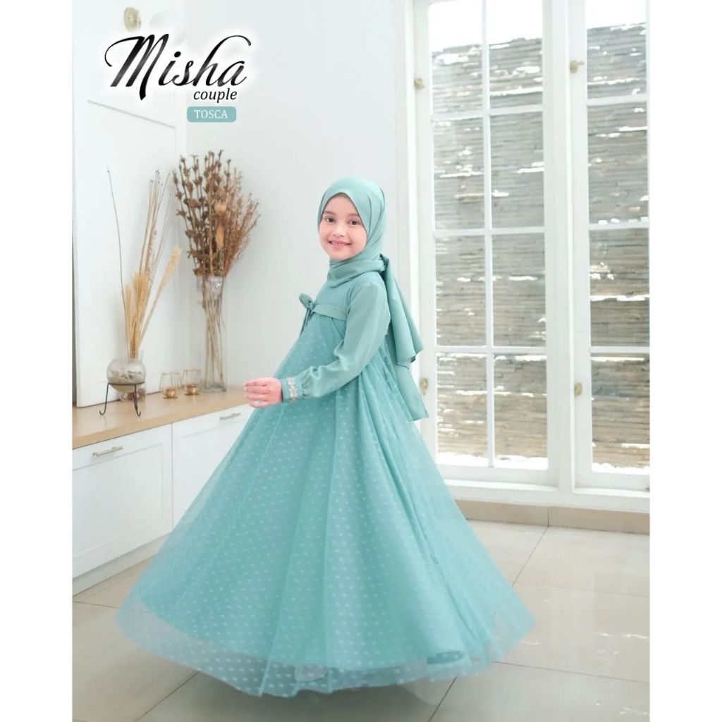 Jual Misha Kids Bahan Syakila Mix Tille Dot Gamis Anak Terbaru 2024 ...