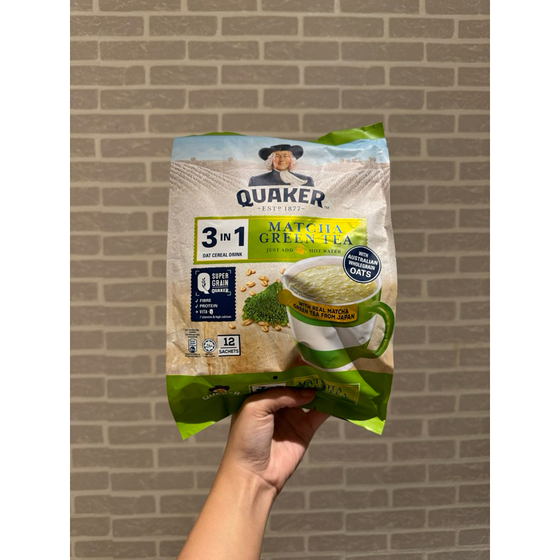 Jual Quaker Oat 3in1 Rasa Matcha Green Tea isi 12sachet ori Malaysia ...