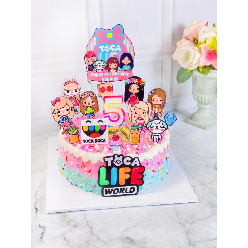Jual kue ulang tahun anak birthday toca boca topper cake | Shopee Indonesia