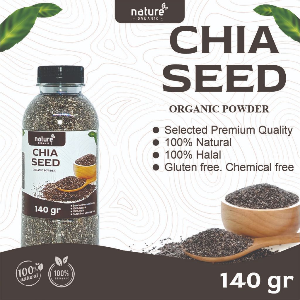Jual NATURE ORGANIC CHIA SEED BOTOL 140 GR ORIGINAL ORGANIC POWDER ...