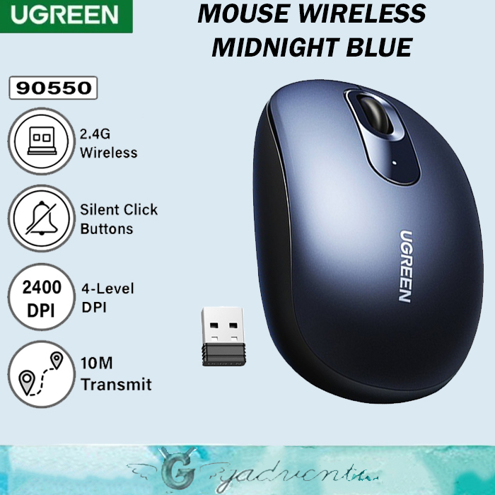 Jual UGREEN Mouse Silent Klik Dual Koneksi Bluetooth + Donggle For ...