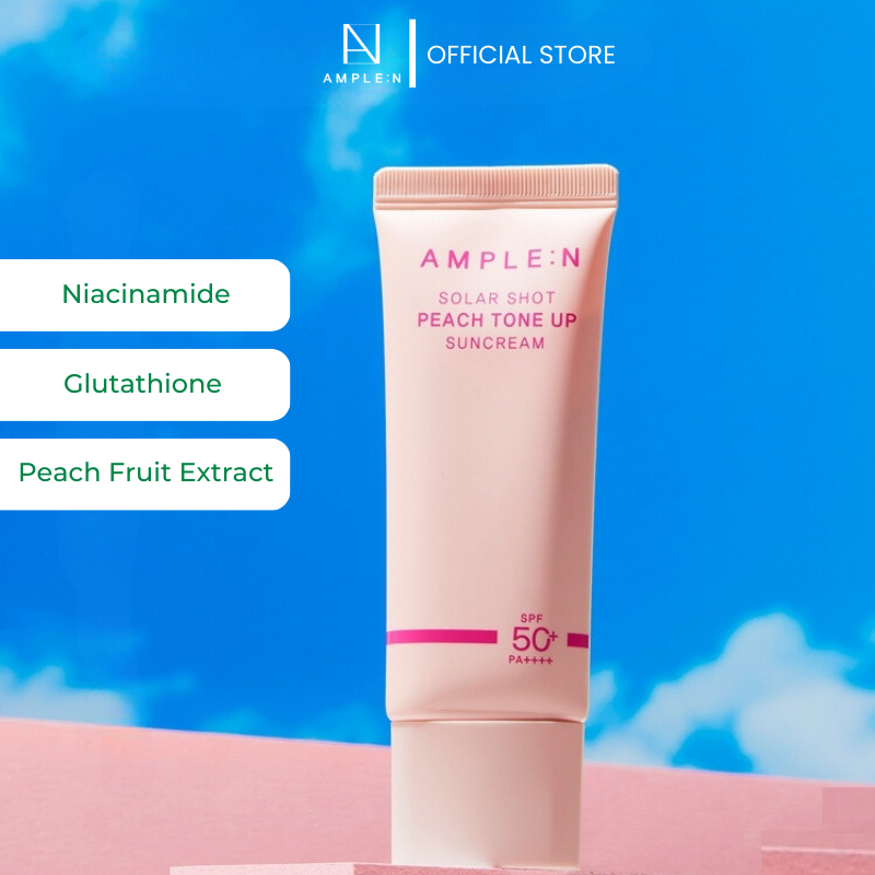 Jual AMPLE:N Solar Shot Peach Tone Up Suncream | Shopee Indonesia