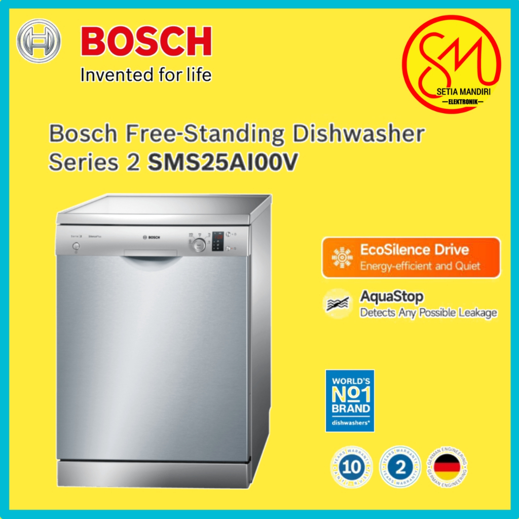 Jual Bosch Free-standing Dishwasher 60cm SMS25AI00V Seri 2 Silver Inox ...