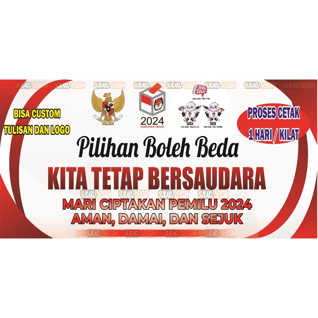 Jual BANNER / SPANDUK PEMILU DAMAI 2024 / BISA COD | Shopee Indonesia