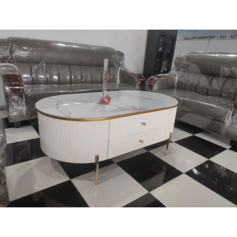 Jual Meja Tamu Import Marmer - Top Table Marmer - Oval - Lengkap Laci ...