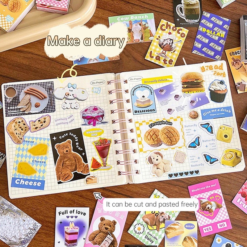 Jual EG-50Lembar MINI RETRO BOOK Sticker Deco Planner DIY Scrapbook ...