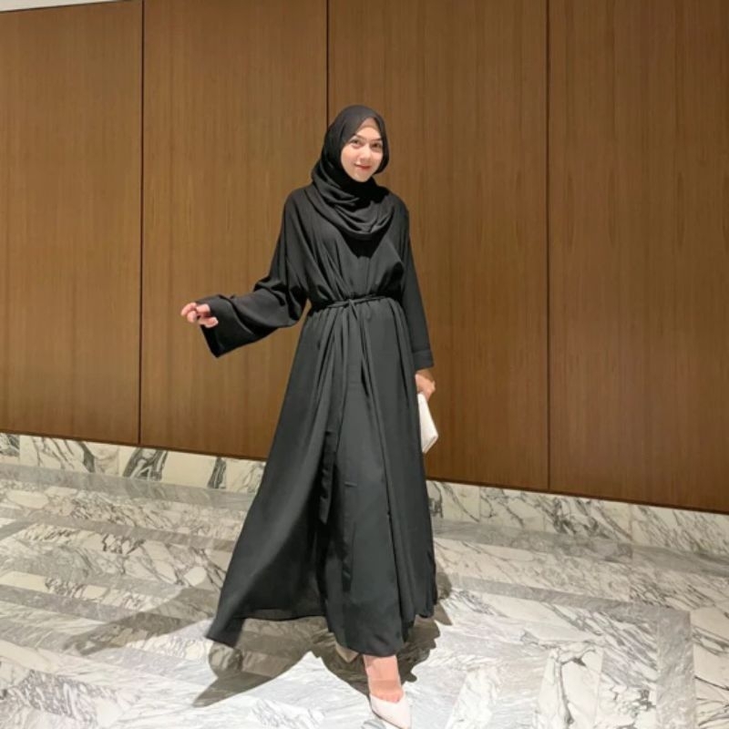Jual ABAYA MEDINA GAMIS (SET PASHMINA) OUTER MENYATU / ABAYA BASIC HITAM TURKEY ARAB / GAMIS ...