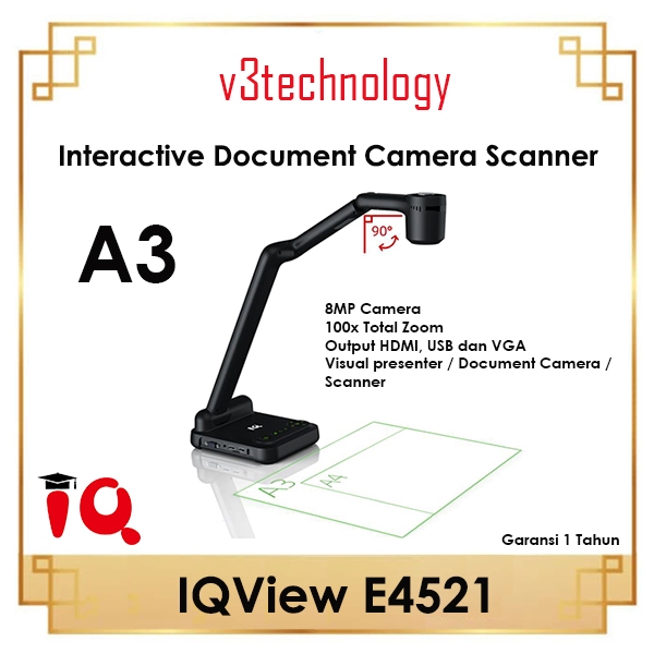 Jual IQView E4521 4K Visual presenter - A3 Document Camera Scanner | Shopee Indonesia