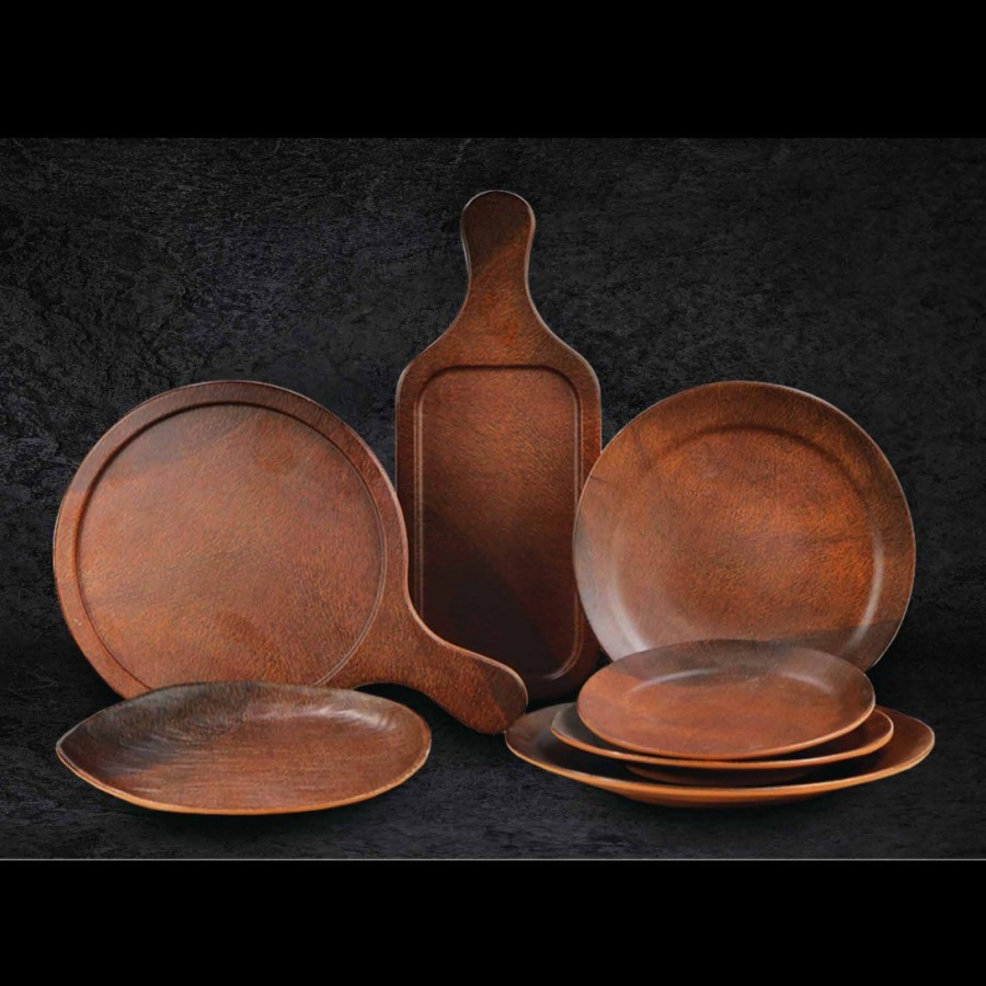 Jual Piring Bulat Model Kayu 7 8 9 10 in Wood Melamine Golden Dragon ...
