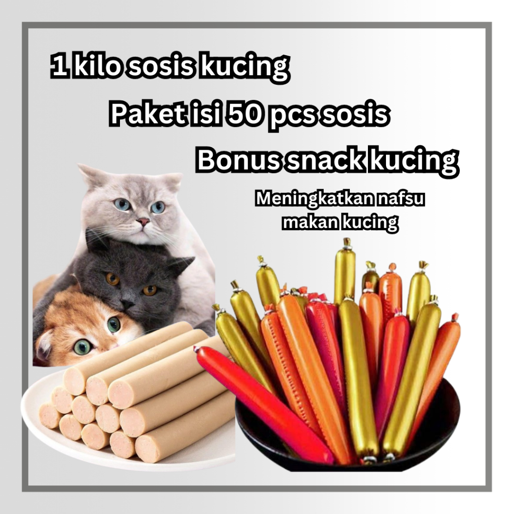 Jual SNACK KUCING 1KG SOSIS KUCING ISI 50 PCS SOSIS BONUS 1 PCS SNACK ...
