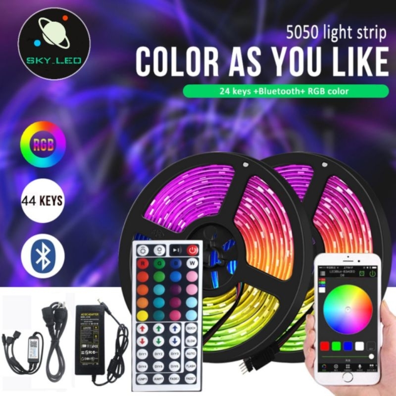 Jual LAMPU LED STRIP 5050 3528 2835 RGB 5M 10M IP44 IP33 RGB REMOTE ...