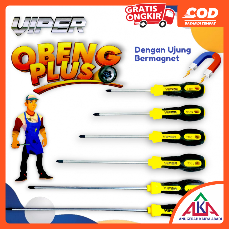 Jual Obeng Magnet Plus (+) VIPER Tebal 6mm Panjang 4 / 5 / 6 / 8 / 10 ...