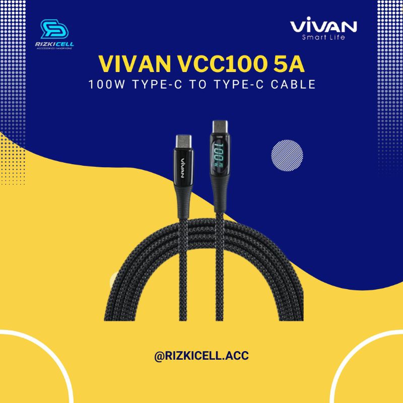 Jual Vivan VCC100 5A 100W Type-C To Type-C Quick Charge Data Cable ...