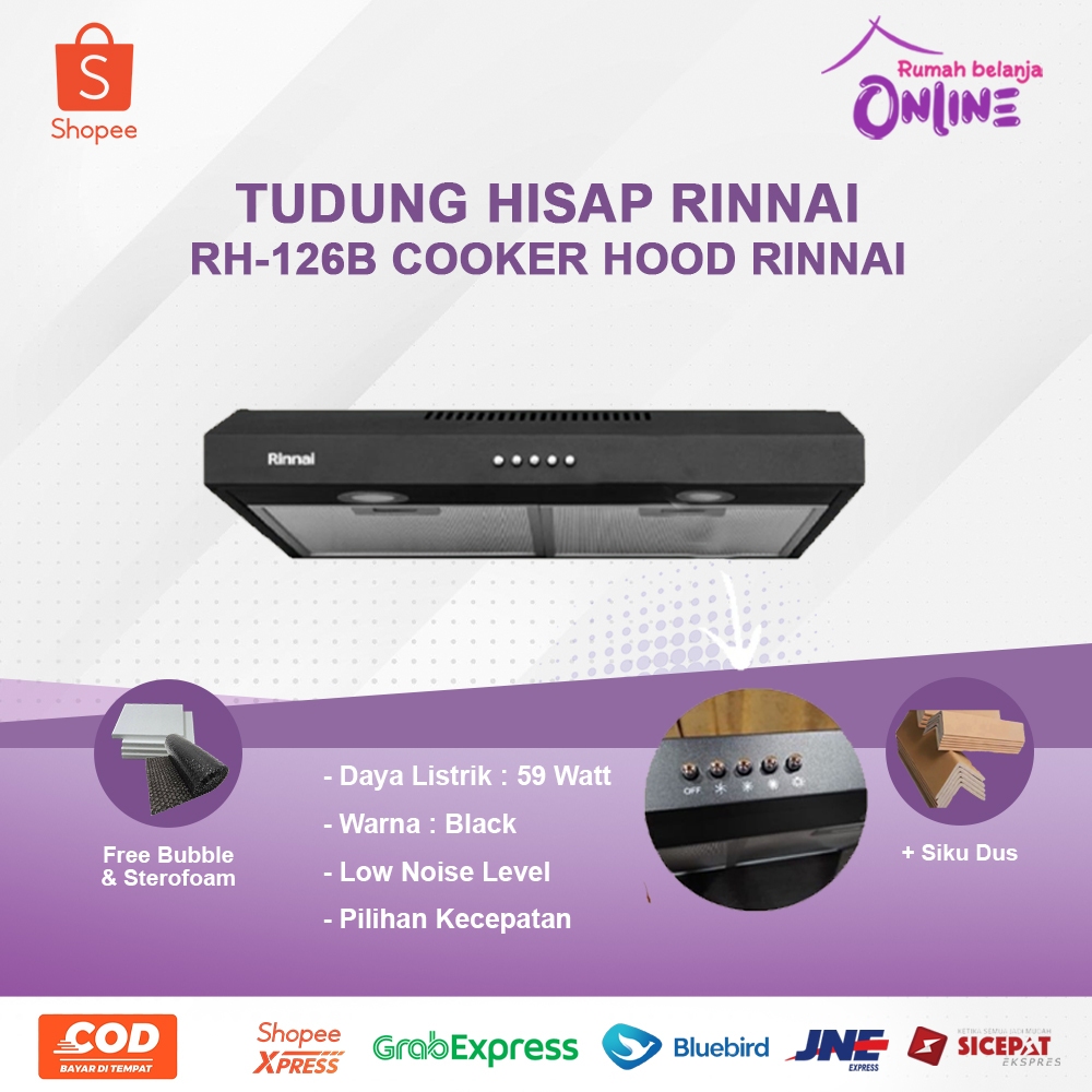Jual Rinnai Cooker hood Penghisap Asap RH-126B PENGHISAP ASAP DAPUR FILTER UDARA COOKER HOOD ...