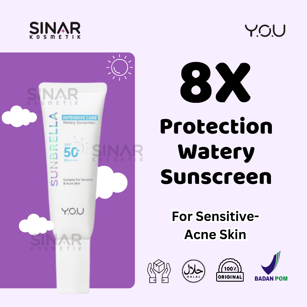 Jual (BARU) Y.O.U Sunbrella Intensive Care Watery Sunscreen SPF 50+ PA ...