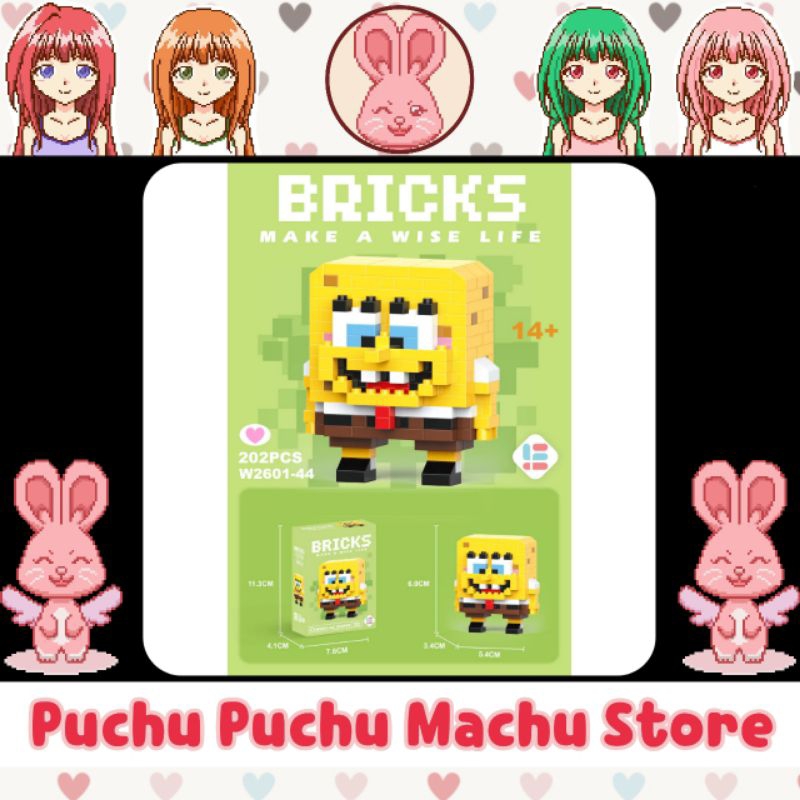 Jual Mainan Balok Susun SPONGEBOB Nano Block Bricks Nano Blocks 3D ...