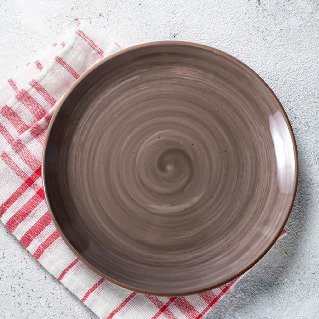 Jual Piring Keramik Saji Unik / Brown Tornado Plate EB Dining | Shopee ...