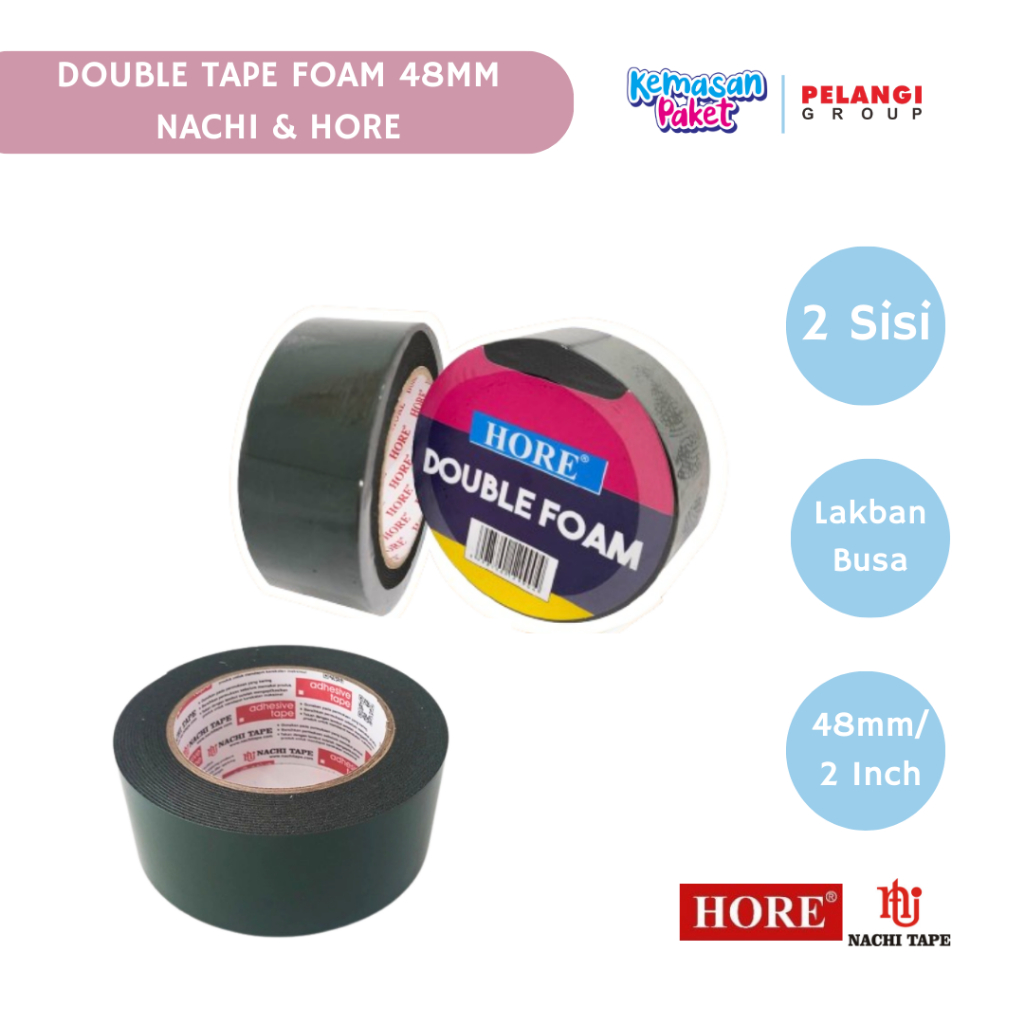 Jual DOUBLE TAPE BUSA ISOLASI FOAM 48mm - MEREK HORE / MEREK NACHI ...