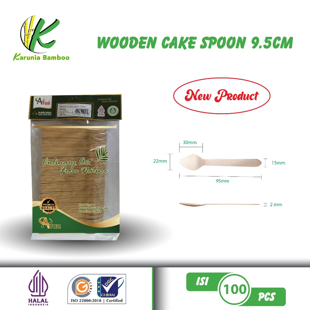 Jual ATOZ Sendok kue & gelato Kayu sekali pakai isi 100 pcs /disposable ...