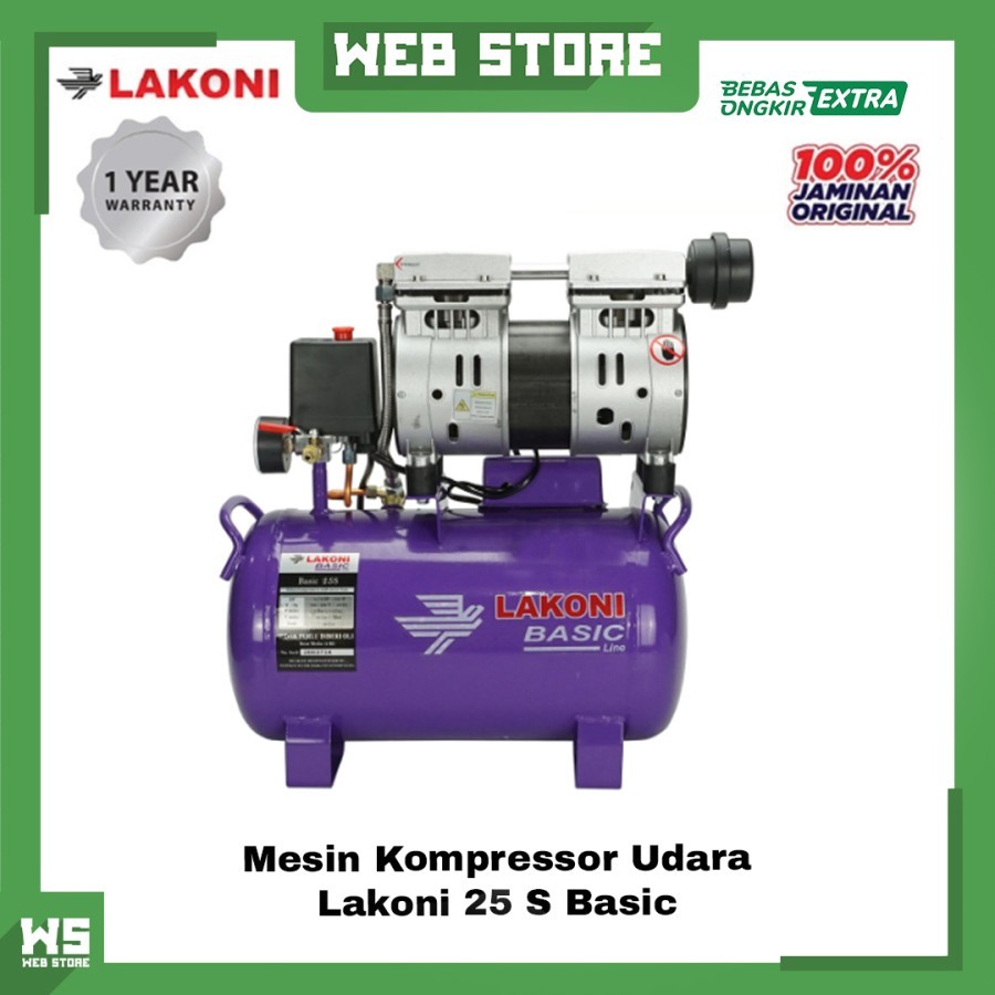 Jual Mesin Kompressor Listrik Udara Compressor Silent Oiless 24 Liter Lakoni Basic 25S | Shopee ...