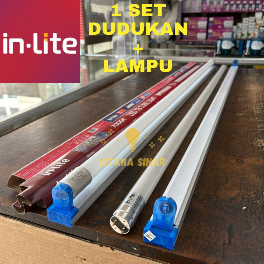 Jual Lampu TL T8 LED 1 set Komplit 9w / 18w + Kap 60cm 120cm inlite In Lite | Shopee Indonesia