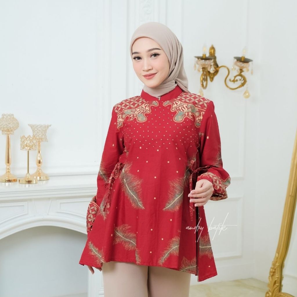 Jual Audry Batik - Renata 2 - Blouse Batik Kerja Wanita Panjang Hijab ...