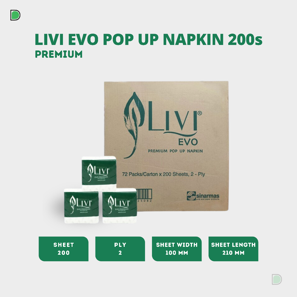 Jual (Gosend/Grab) Tissue LIVI Evo Premium Pop Up Napkin 200s KARTONAN ...