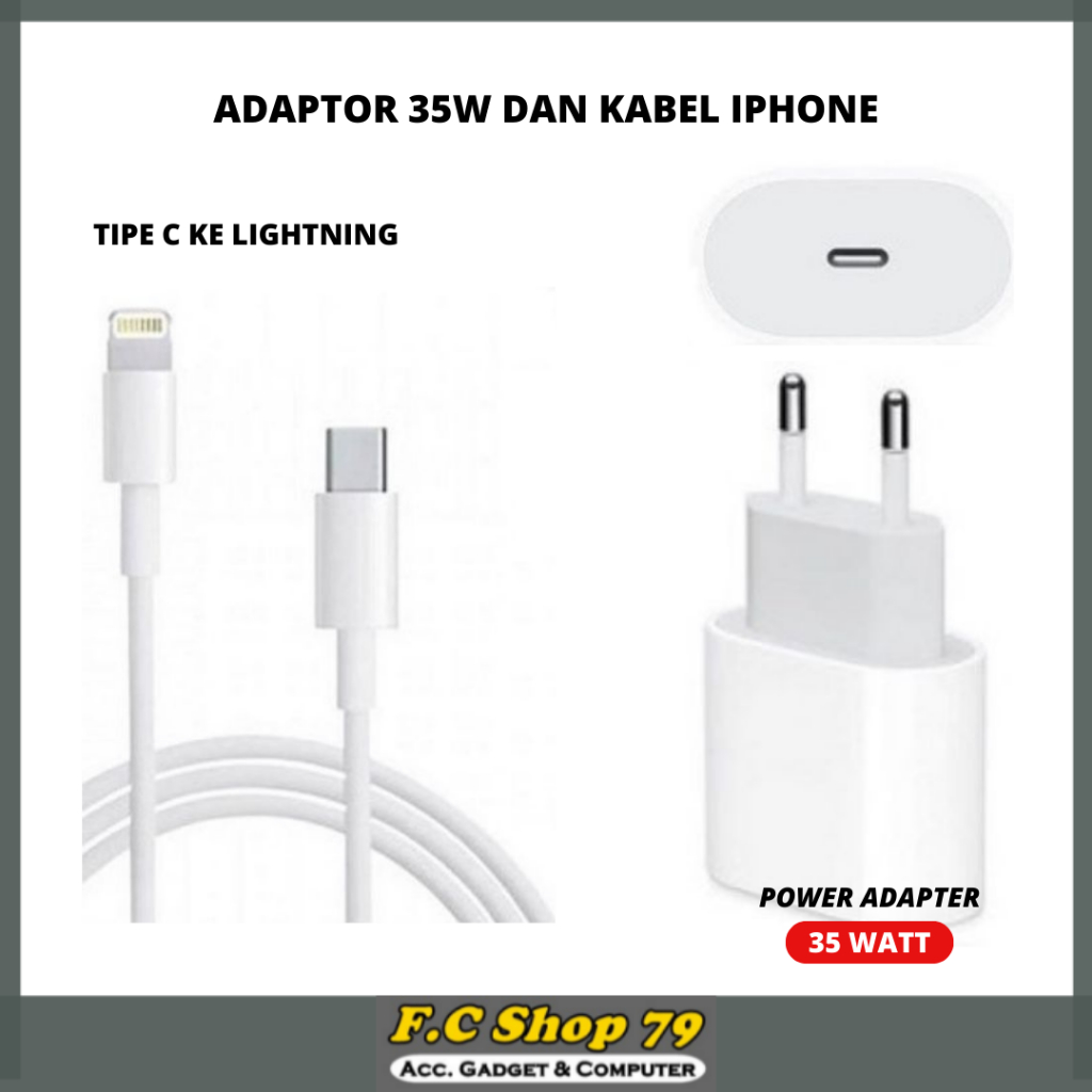 Jual ADAPTOR CHARGER "IPHONE" 20W DAN 35W DAN KABEL CHARGE CAS "IPHONE ...