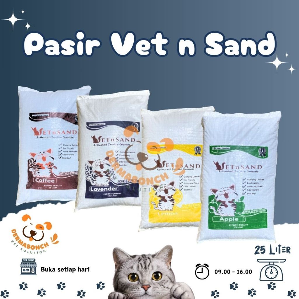 Jual PASIR KUCING GUMPAL WANGI VET N SAND / Vet Sand/ Vetsand 25L 25 L setara 20 kg 20kg GOJEK ...