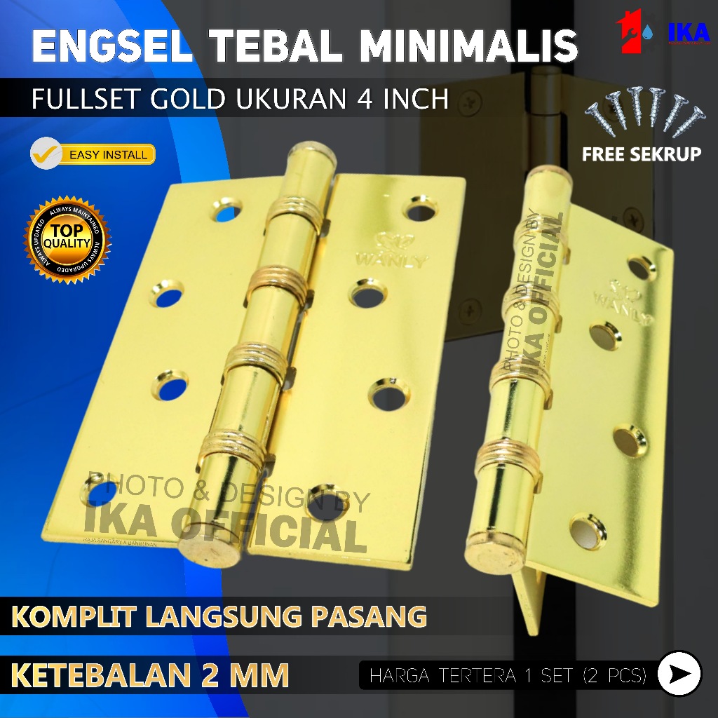 Jual Engsel Pintu Rumah Gold Inci 4 Inci Inci Door Hinges Black Doff ...