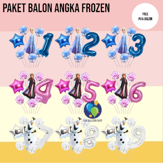 Jual Paket Balon Frozen Angka / Dekorasi Ulang Tahun Set tema Princess ...