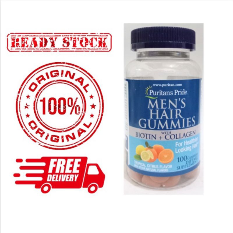 Jual Puritans Pride Men Hair Gummies With Biotin + Collagen Tropical ...