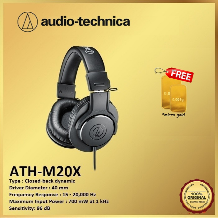 Jual Audio-Technica ATH-M20X M20 X Professional Monitoring Headphones ...