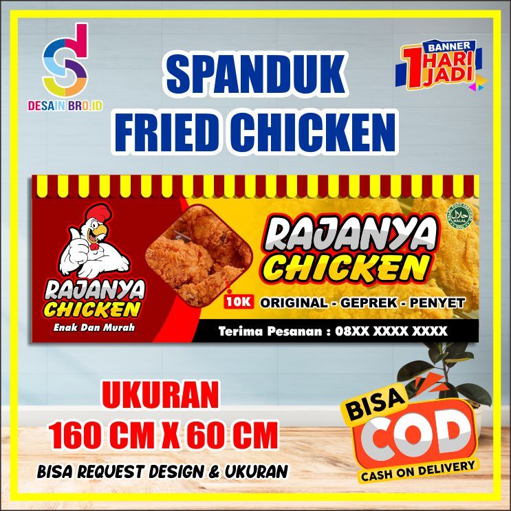Jual BANNER/SPANDUK FRIED CHICKEN ( BISA CUSTOM ) UKURAN 160X60 CM | Shopee Indonesia