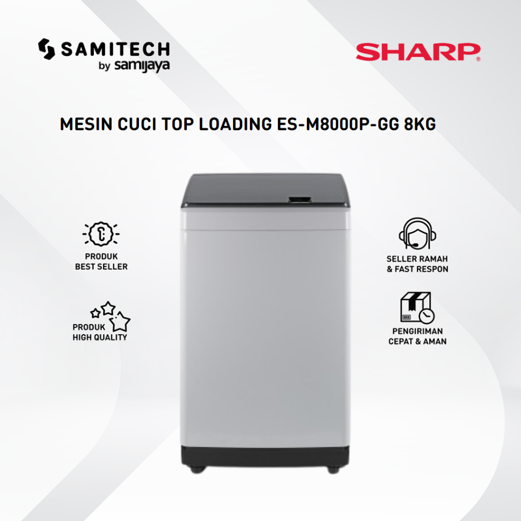 Jual MESIN CUCI TOP LOADING SHARP ES-M8000P ES M8000P 8KG | Shopee ...